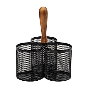 Mind Reader Metal Utensil Caddy, Silverware Organizer, Cutlery Holder, 3-Section, Black