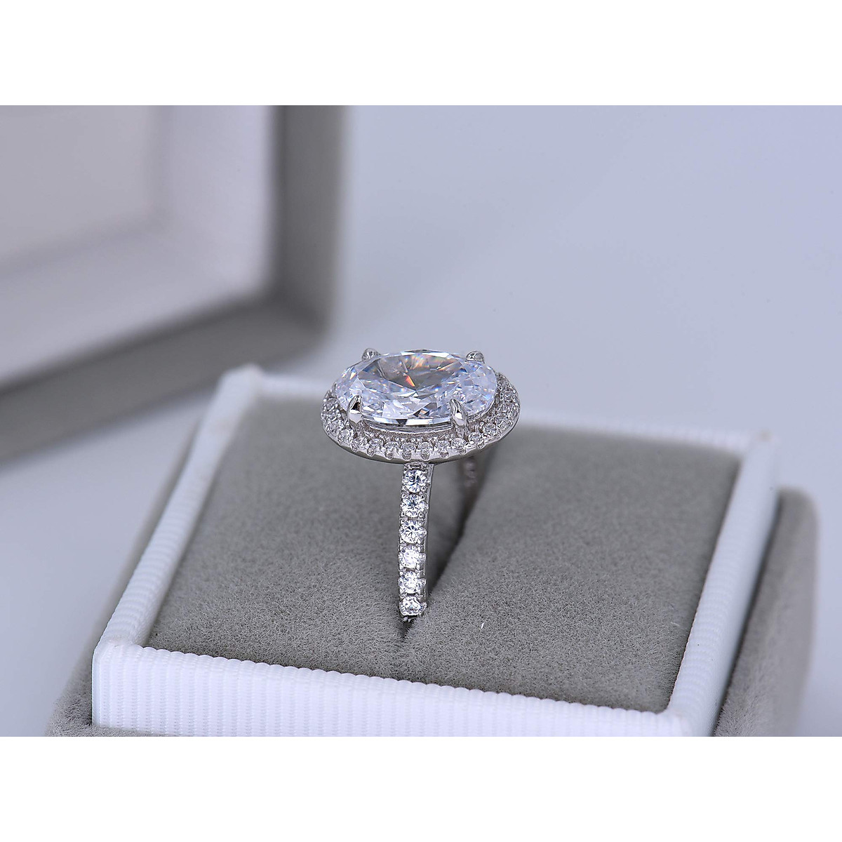 3 ctw Oval Halo Ring CZ Engagement Ring in Sterling Silver (5)