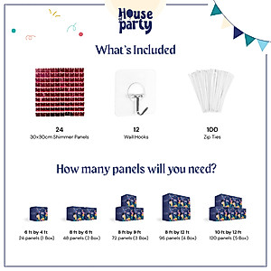 HOUSE OF PARTY Pink Shimmer Wall Backdrop Panels - 24 Pcs | Valentine's Day Square Sequin Backdrop, Shimmer Backdrop for Birthday, Wedding, Baby Shower, Bachelorette Party & Valentines Day Decorations