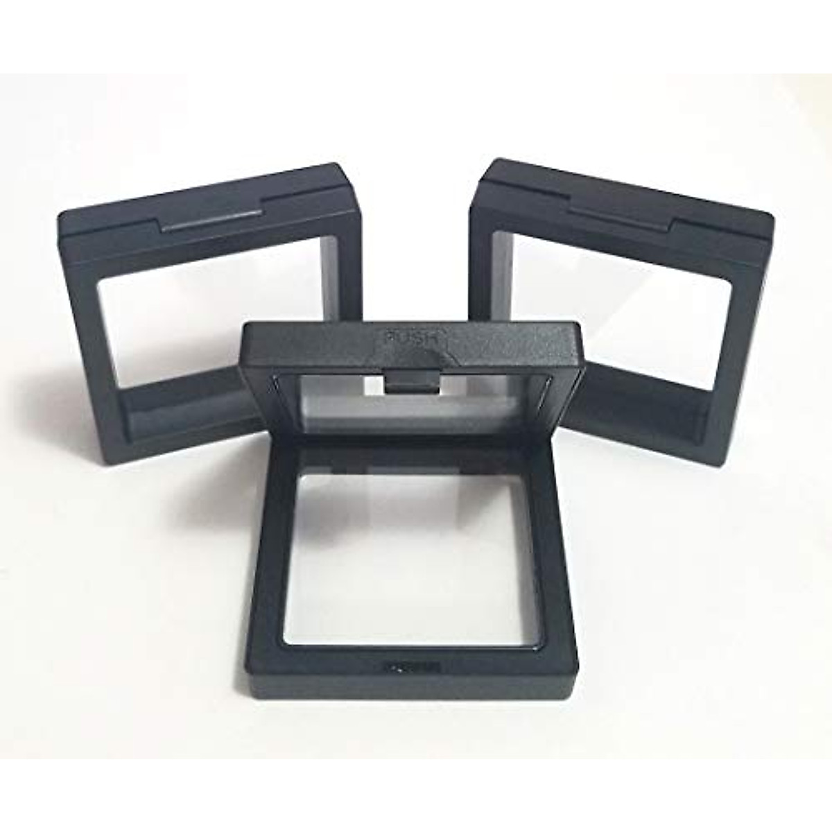 Black Transparent 3D Floating Frame Display Holder/Box/Frames for Challenge Coins, AA Medallions, Antique, Jewelry,Gift, 2.75 x 2.75 x 0.75 Inches (Set of 3 pcs)