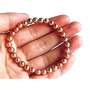 7mm Genuine Natural Gibeon Meteorite Rose Gold Plated Jewelry Round Bead Bracelet AAAA