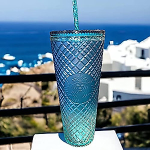 Starbucks 2023 Green Gradient Ombre Jeweled Venti Cold Cup Tumbler, 24 oz