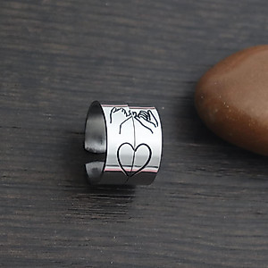 Eilygen Couple Gifts Pinky Promise Ring Set Adjustable Matching 2 Rings Anniversary Jewelry for Couple Best Friend Birthday Gifts (Promise Ring Set)