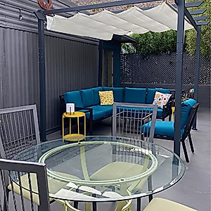 ALEKO Aluminum Retractable Patio Pergola | Outdoor Canopy Grape Trellis Pergola | Canopy Pool Garden Gazebo | 9 x 9 Ft | Cream White | PERGBURG10X13