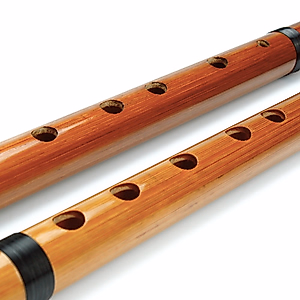 Japanese Bamboo Flute with Black Lines 7/8 Hon Handmade Bamboo Musical Instrument (7 Hon)