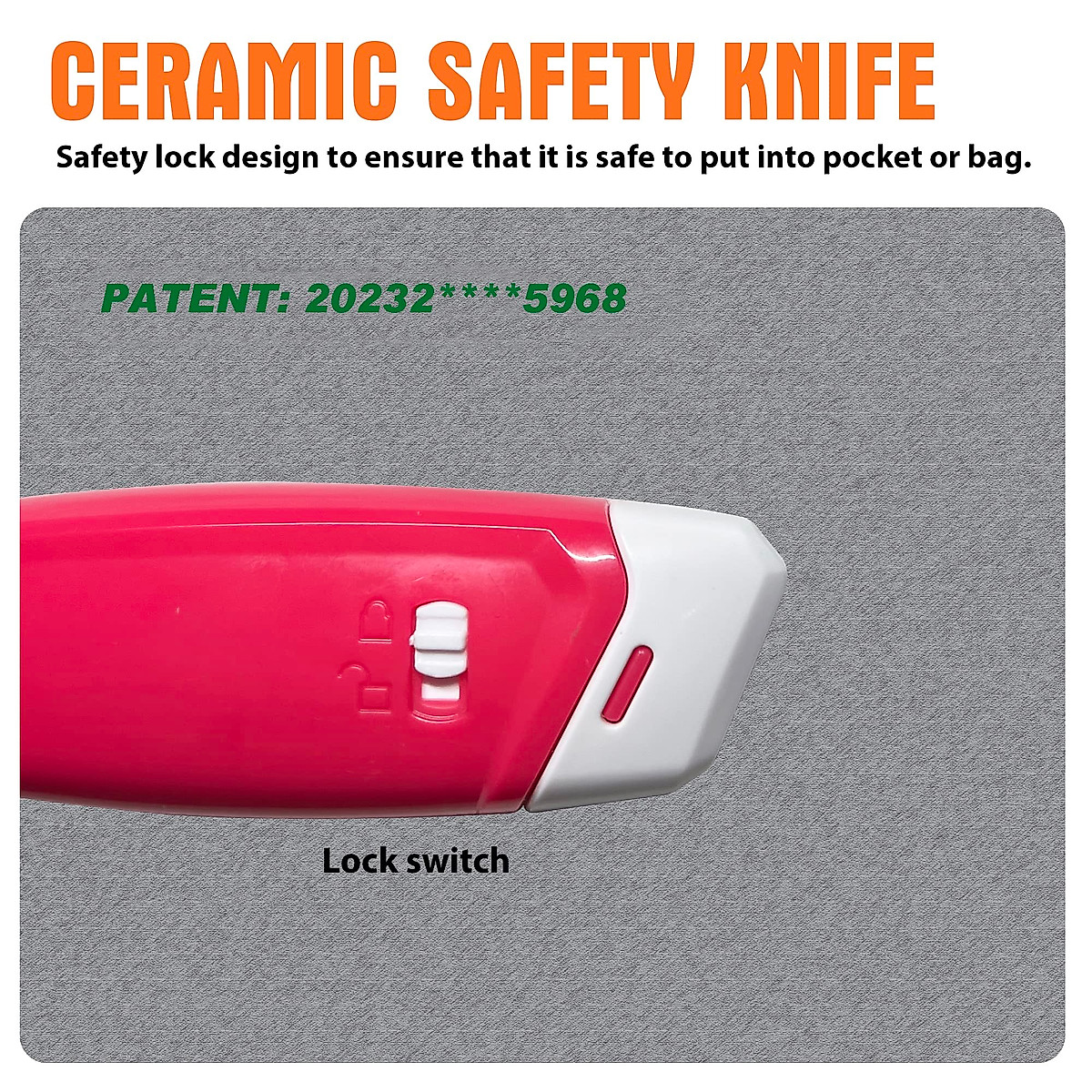 XW Ceramic Safety Box Cutter, Handy Pocket Knife, Mini Magnetic Carton and Package Opener with Safety Lock, 4-pack