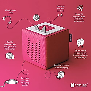 Toniebox Audio Player Starter Set with Peppa Pig, George, and Playtime Puppy - Listen, Learn, and Play with One Huggable Little Box - Pink