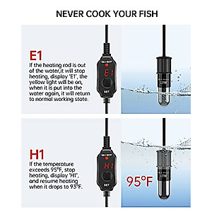 SILICAR Mini Aquarium Heater, 10W Fish Tank Heater with Built-in Thermometer, LED Display, External Temperature Controller, Submersible Turtle Tank Heater for 0.5-1 Gallon