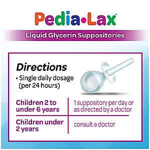 Pedia-Lax Laxative Liquid Glycerin Suppositories for Kids, Ages 2-5, 6 CT, 3 Pack