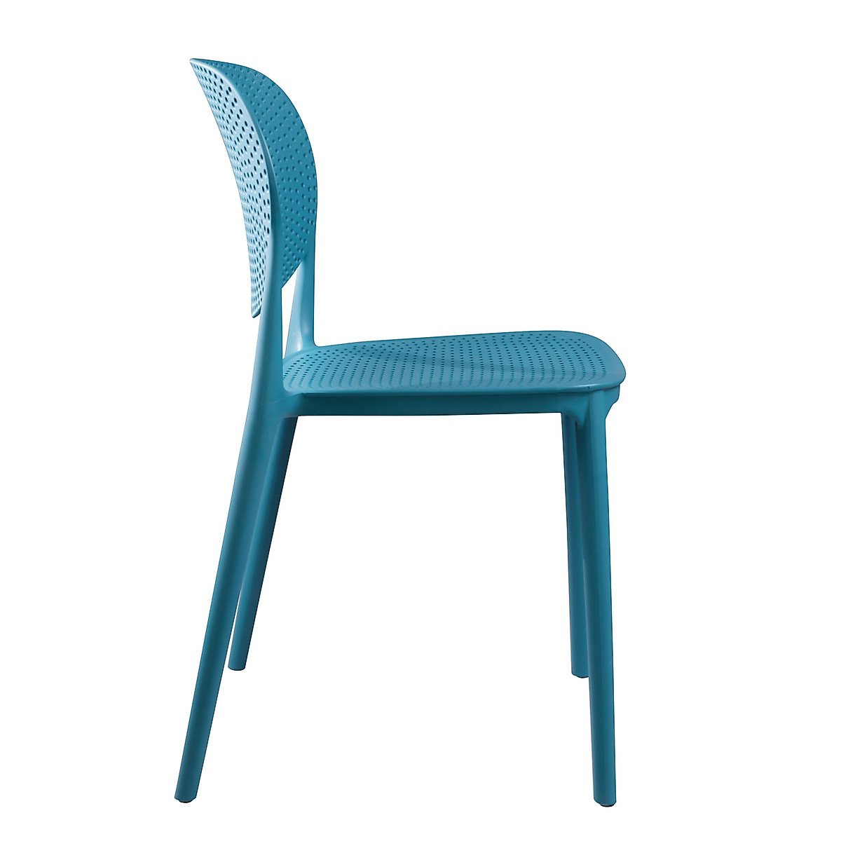 CozyBlock MESH Perforated Stackable Dining Chair for Both Indoor and Outdoor – Set of 4 (Teal Blue)