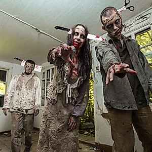 Gejoy 10 Pieces Halloween Horror Headband Zombie Headbands with Nail Through Finger Accessories Party Decorations Funny Props Multicoloured