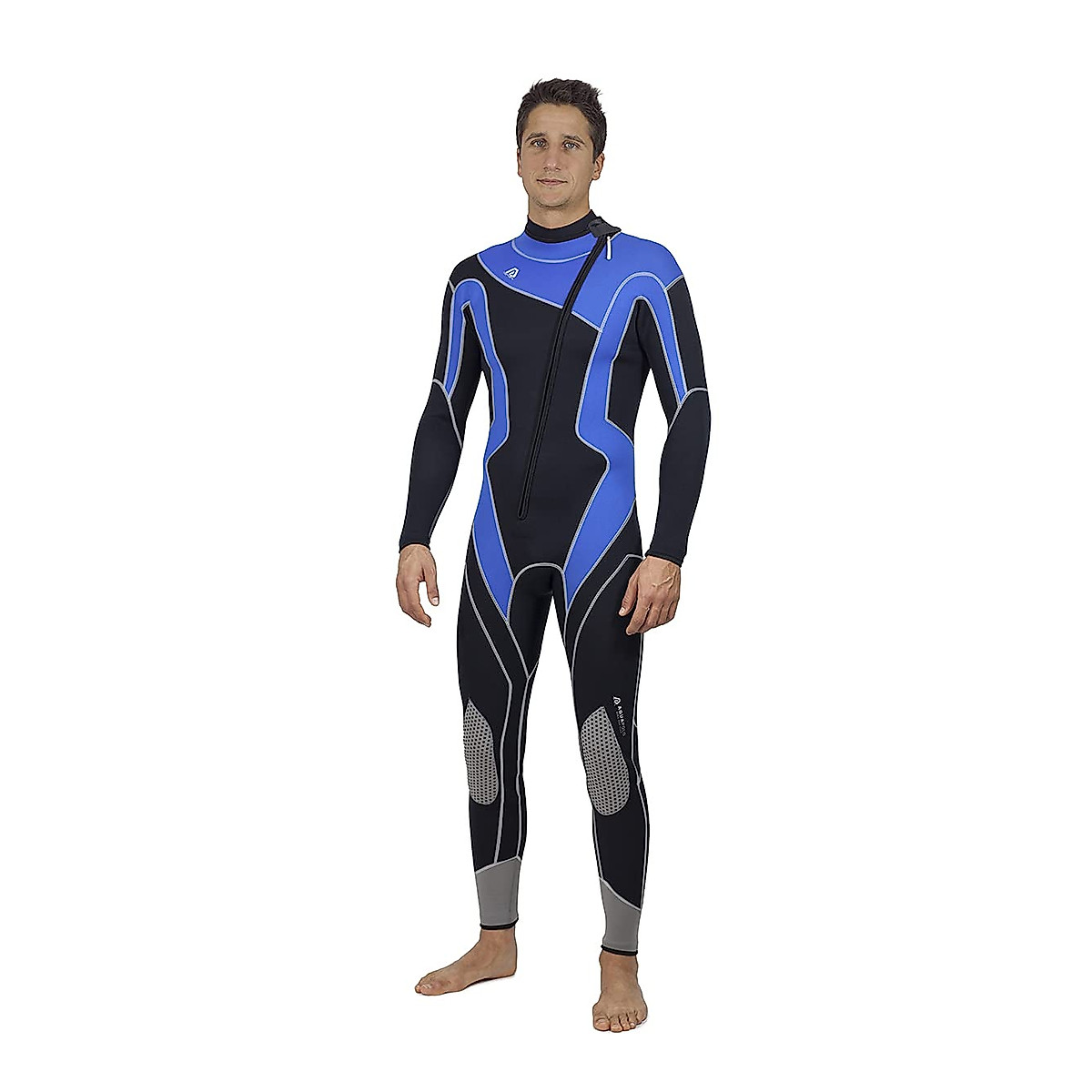 Aqua Polo Manta Ray Wetsuit for Men | Scuba Diving | 3 mm SC Neoprene | 4-Way Super Stretch | Neck Cuff Ankle Gaskets (Black/Blue, XL)