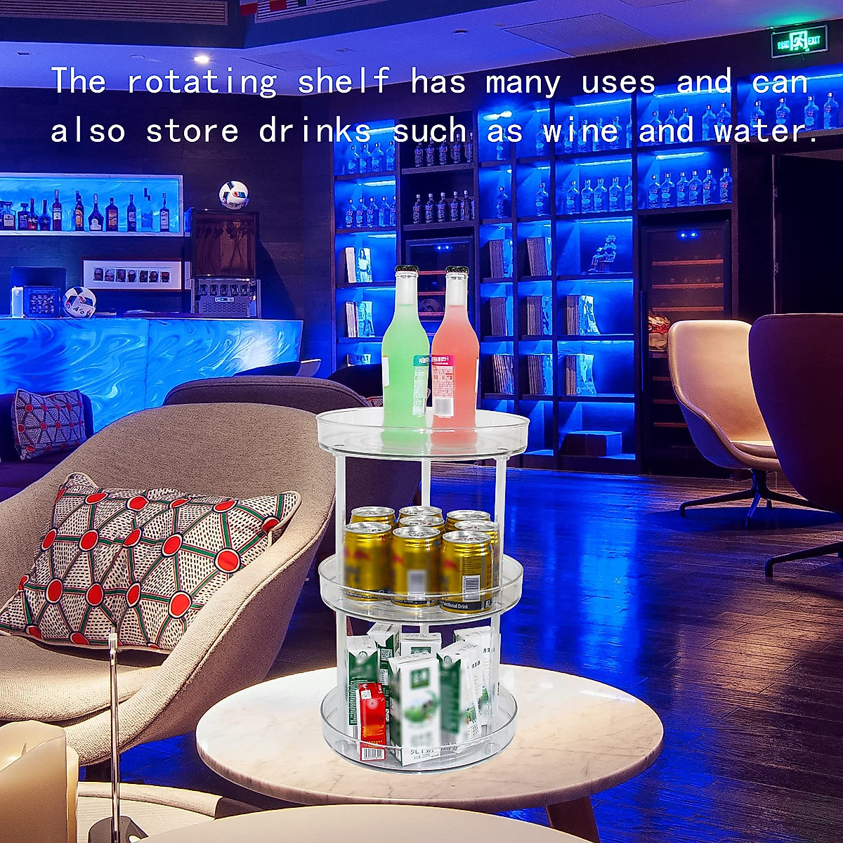 YSJYBLDS Turnable Cabinet Organizer 3 Tier 360 Rotating Lazy Susan Transparent PET Plastic Large Rotating Shelf Used For Kitchen Spices Bathroom Cosmetic Organizing, Clear, 10.6 x10.6 x16.8in