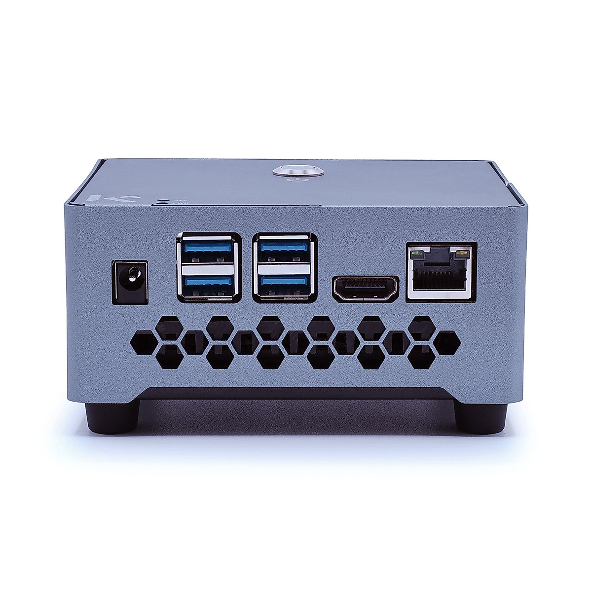 KKSB Odroid N2+ Case | Grey Aluminum Odroid N2+ Enclosure with 80mm Fan | 12mm Momentary Pushbutton Included
