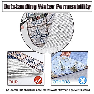 Square Shower Mat 24x24 Inch Non Slip Bath Mat for Inside Shower Loofah Shower Mat for Elderly Soft Textured Foot Massage Pad Bathroom Floor Mat for Wet Area, Without Suction Cups, Quick Drying