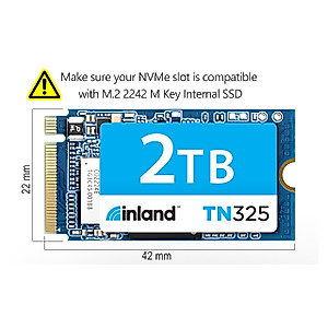 INLAND M.2 2242 2TB SSD NVMe PCIe Gen 3x4 Internal Solid State Drive 3D NAND TLC Read/Write Speed Up to 2,400/2,100 MB/s