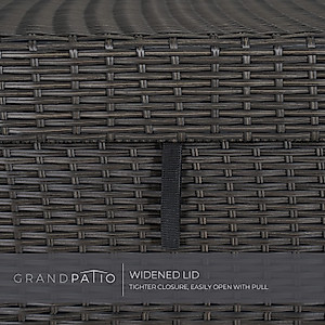 Grand patio 170 Gallon Deck Storage Box Deck Box Outdoor Storage Box Indoor Wicker Storage Bin Patio Storage Box for Patio Furniture Cushions Garden Tools Pool Accessories, Dark Brown