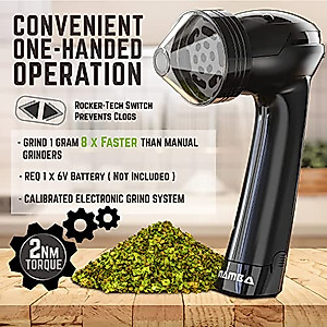 Mamba 1g 50mm Electric Herb Grinder. 6V Battery Powered One-Handed Mill. Easy Press Two-Direction Rocker Switch for Fluffy Product Grinding