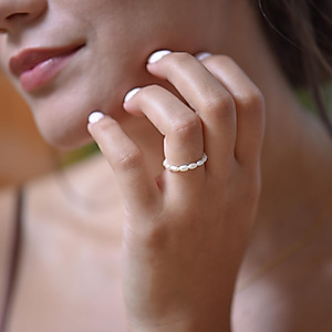 Aurelia Mae Tiny Baby Pearl Band Delicate Rice Pearl Stretch Ring Minimal Stackable Ring (7)