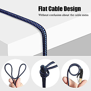Cat 7 Ethernet Cable 75ft, Nylon Braided Heavy Duty High Speed Cat7 Cable Shielded Gigabit Flat Cat7 RJ45 LAN Cable Internet Network Patch Cord 10Gbps for Gaming PS4, Xbox One,Laptop,Modem, Router