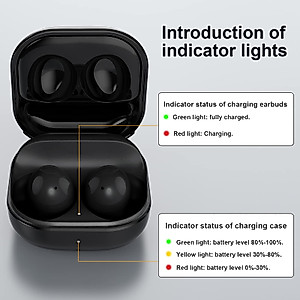 Wireless Charging Case for Samsung Galaxy Buds 2 Charging Case Replacement, Charger Case Compatible with Galaxy Buds 2 Charger Support Wired and Wireless Charging (NOT Included Earbuds) Black