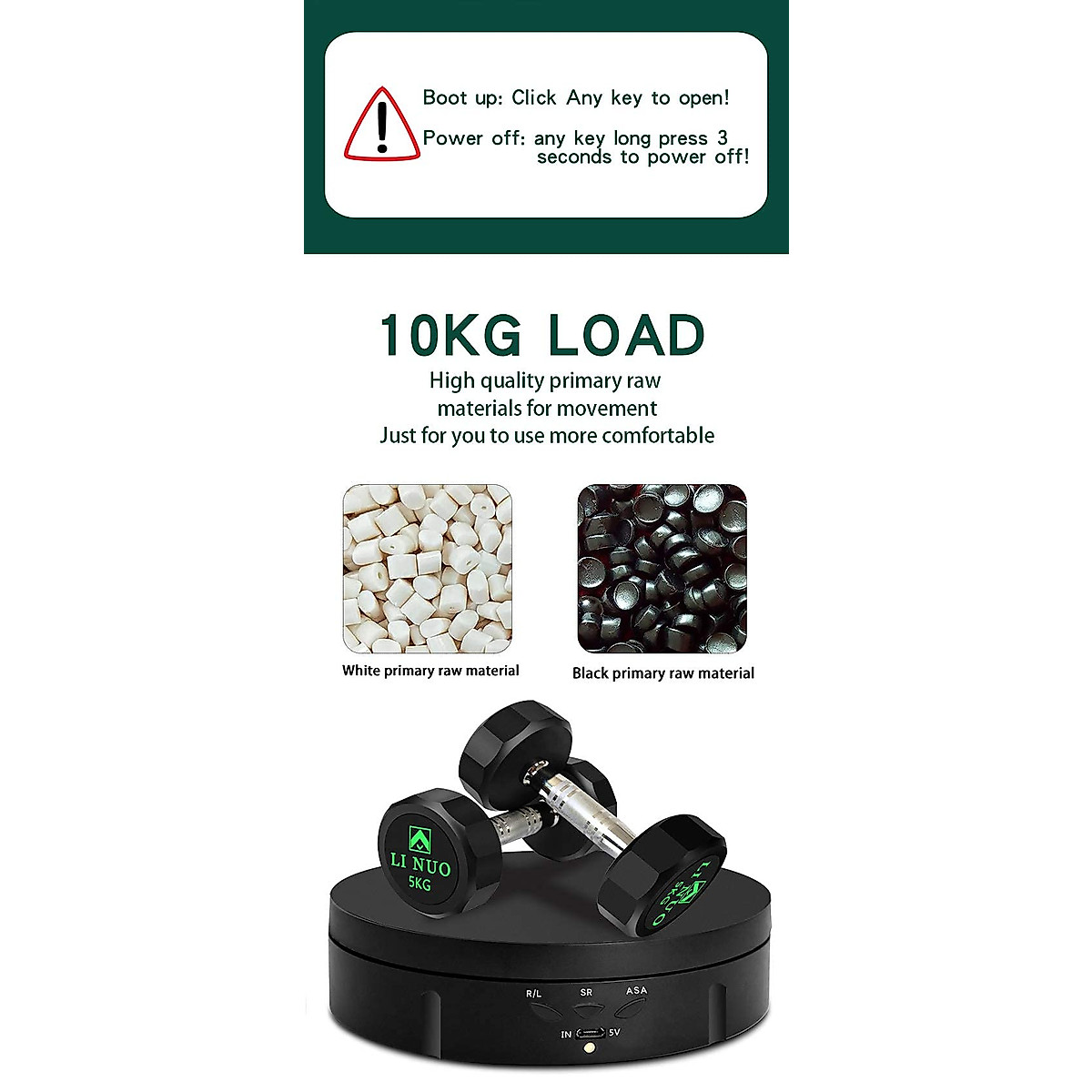 JAYEGT Motorized Rotating Display Stand, 5.74inch /22LB Load, 360 Degree Electronic Turntable Display Stand for Photography Products Shows, Jewelry, Watch, 3D Models, Cake, White