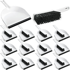 Zubebe 12 Pcs Mini Dustpan and Brush Set, Small Broom and Dustpan Set Small Cleaning Brush Portable Hand Broom and Dustpan Set for Home Office Kitchen Table Desktop Floor Cleaning Supplies
