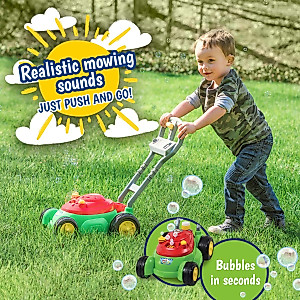 Maxx Bubbles Deluxe Bubble Lawn Mower Toy – Includes 4oz Bubble Solution | Outdoor Bubble Machine for Kids | Easy to Use, No Batteries Required | Amazon Exclusive, Red – Sunny Days Entertainmen