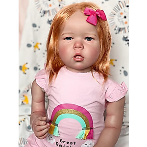 Pinky Reborn Silicone Reborn Toddler Dolls 28 inch 70 cm Girl Real Looking Dolls with Filling PP Cotton Bebes Soft Touch Cuddly Baby Collectible Art Doll with Pacifier for Age 3+