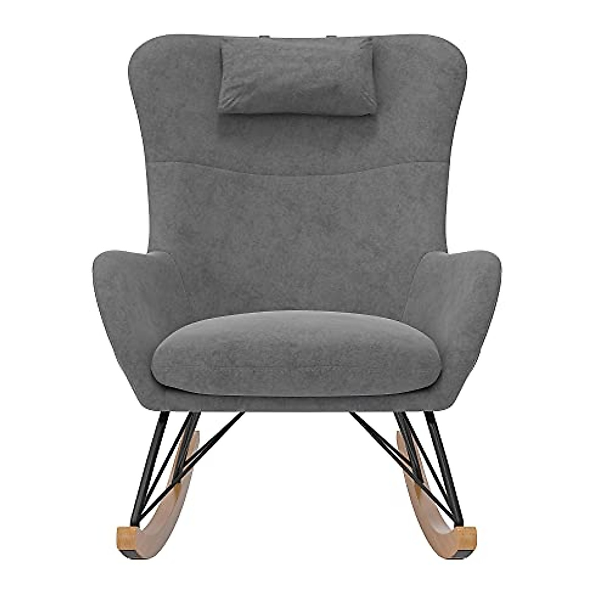 Baby Relax Cranbrook Rocker Accent Chair with Storage Pockets, Gray