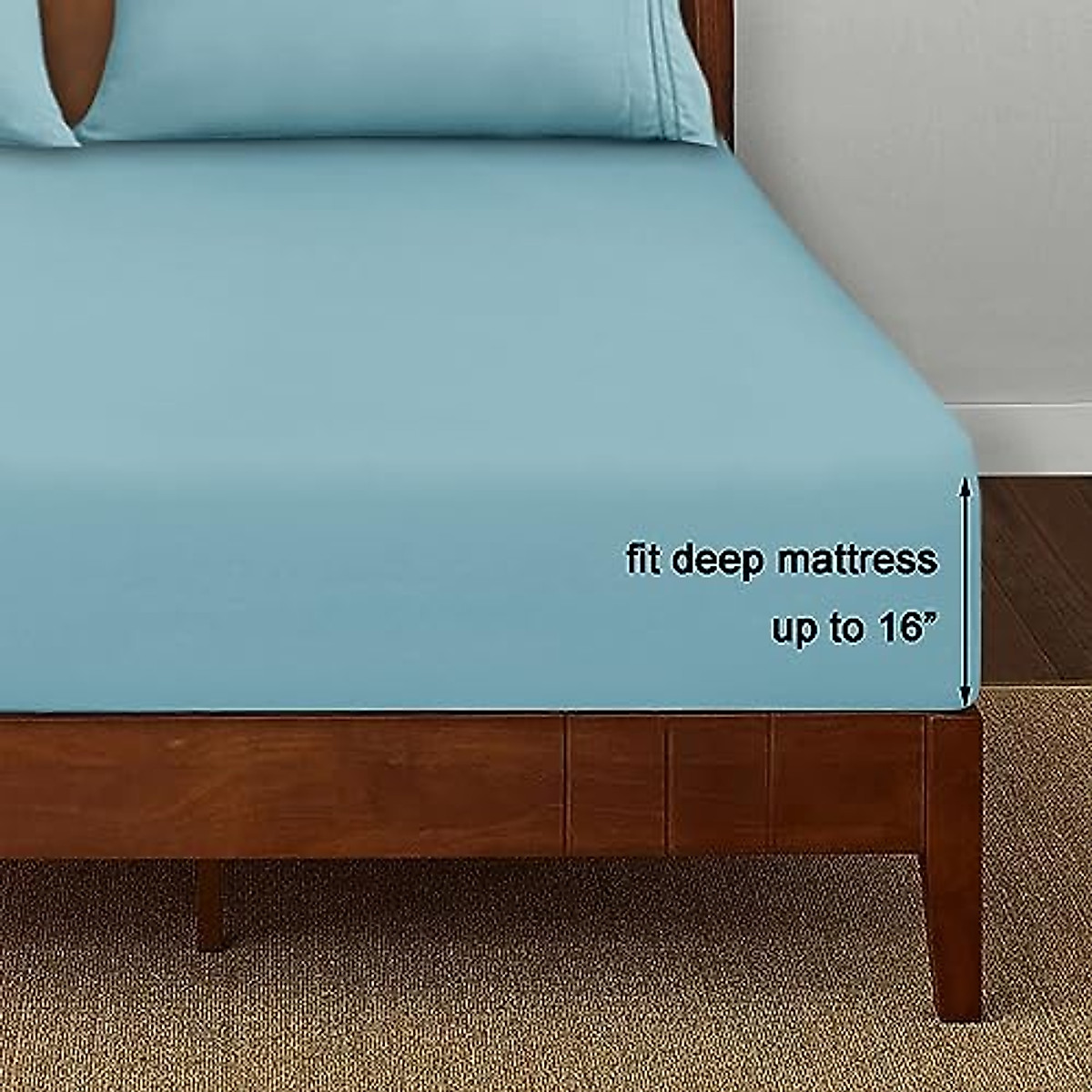 Mejoroom Full Bed Sheet Set - Super Soft Brushed Microfiber 1800 Thread Count Full Sheets with 16 inch Deep Pocket - Wrinkle Free - Breathable and Hypoallergenic - 4 Piece(Full, Blue Elixir)