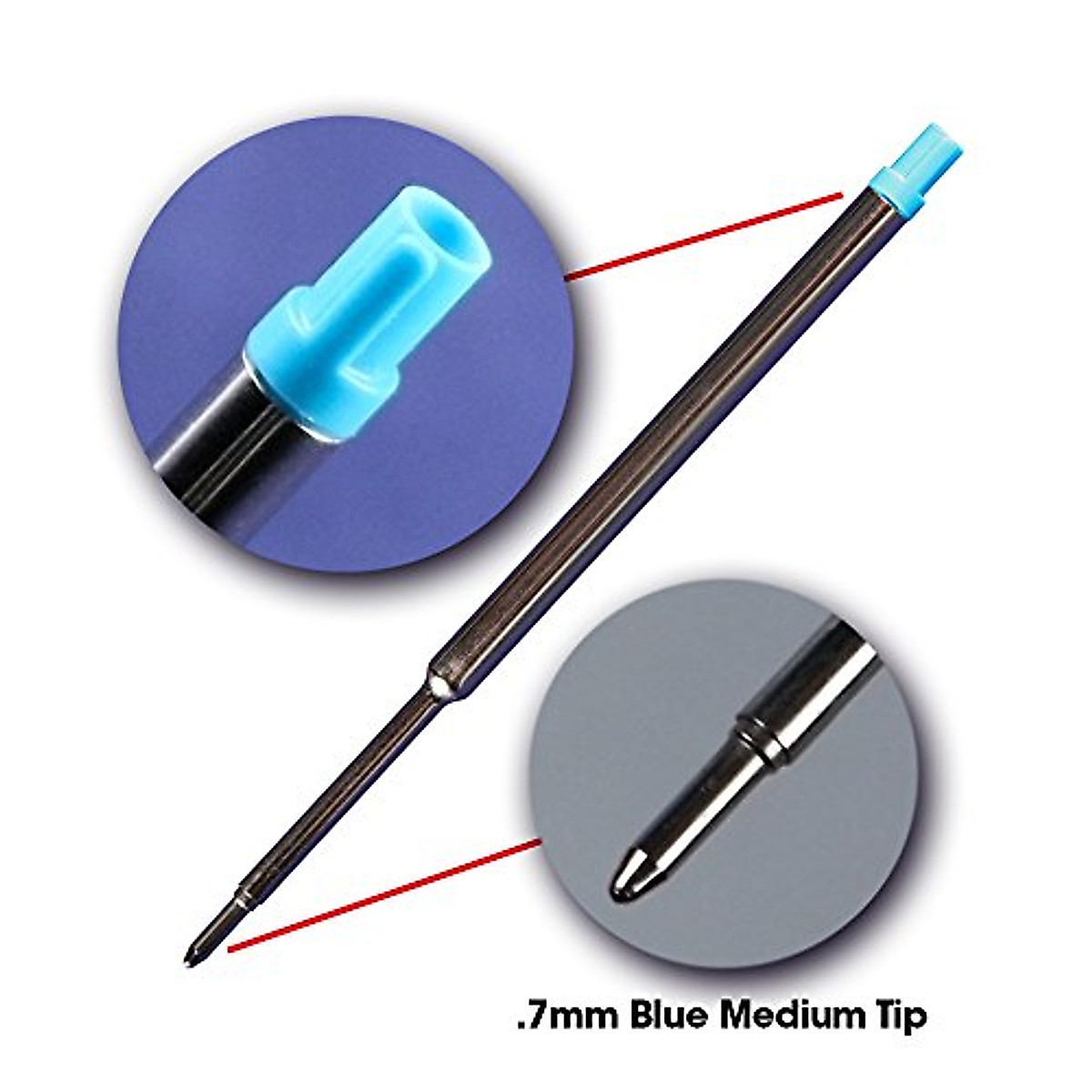 Jaymo Replacement for Waterman 834264 - Measures 4.4 in / 112 mm Long - Ballpoint Pen Refill - 2 Blue