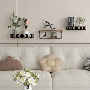 PHAREGE Moon Phase Bathroom Shelves Over Toilet Brown, Decorative Floating Shelves for Wall Set of 3, Toilet Paper Towel Storage Shelves