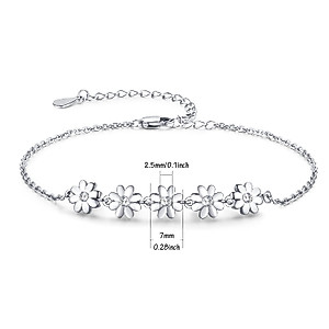 Palpitate Daisy Bracelet Sterling Silver Dainty Jewelry Dainty Bracelet for Women on Birthday Anniversary Christmas