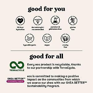 eos Shea Better Body Lotion- Jasmine Peach, 24-Hour Moisture Skin Care, Lightweight & Non-Greasy, Made with Natural Shea, Vegan, 16 fl oz