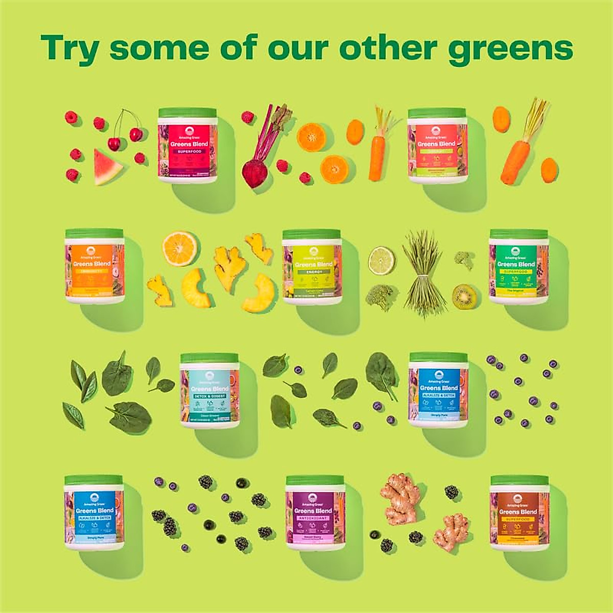 Amazing Grass Greens Blend Antioxidant: Super Greens Powder Smoothie Mix with Organic Spirulina, Beet Root Powder, Elderberry & Probiotics, Sweet Berry, 60 Servings (Packaging May Vary)