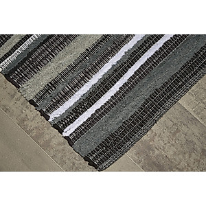 Grey Cotton Striped Door mat Rug Indoor - 2x3' Entrance Entryway Rug Non Slip Kitchen Bath Mat Home Décor, (24 x 36)