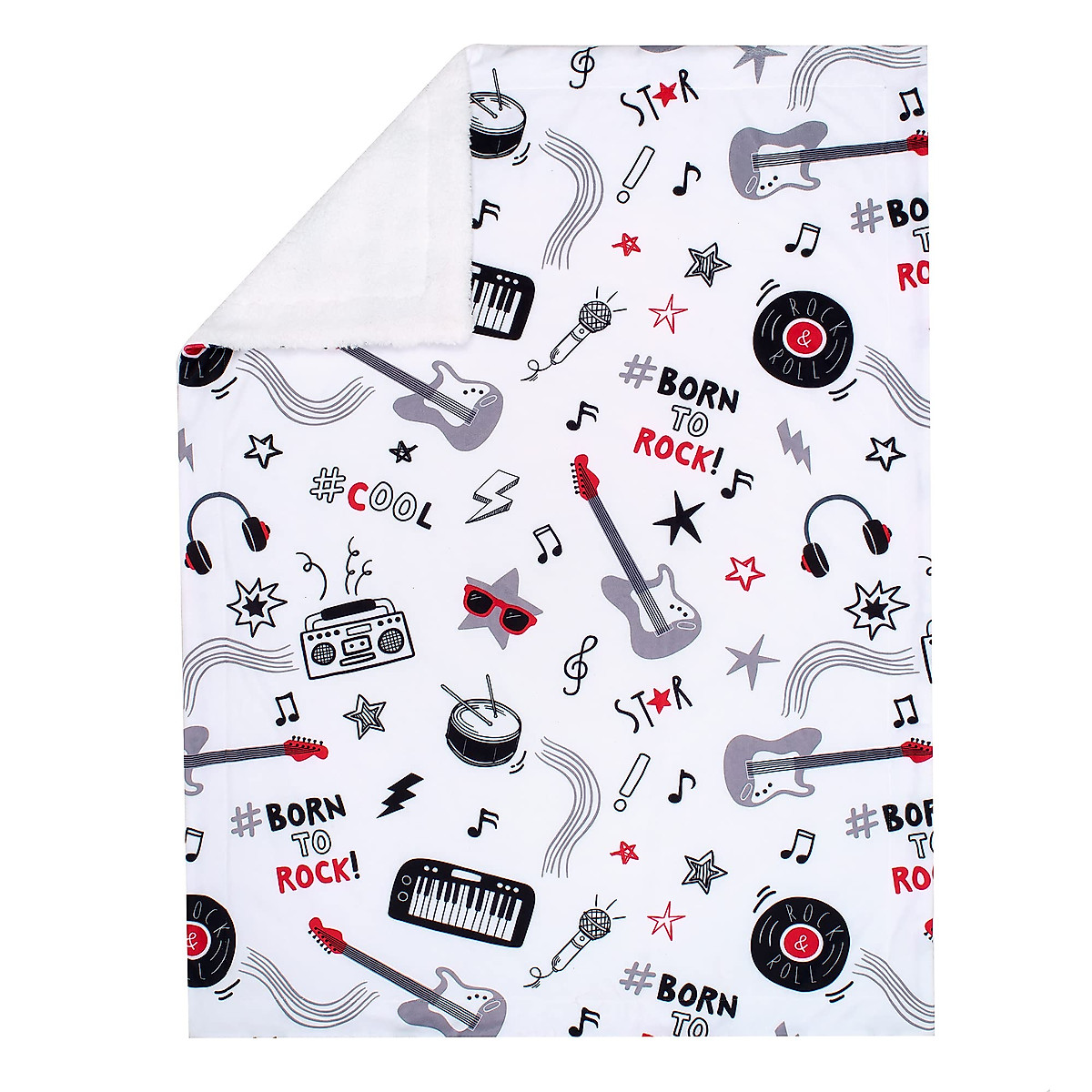 Lambs & Ivy Rock Star Baby Blanket - White, Modern