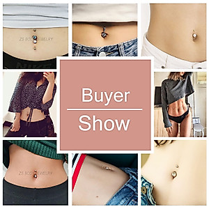 ZS 21Pcs Fake Belly Button Rings 8mm 10mm CZ with Eyelash Glue, Fake Eyebrow Rings Nose Lip Labret Studs Replacement Ball, Non-Piercing Body Skin Jewelry (B)