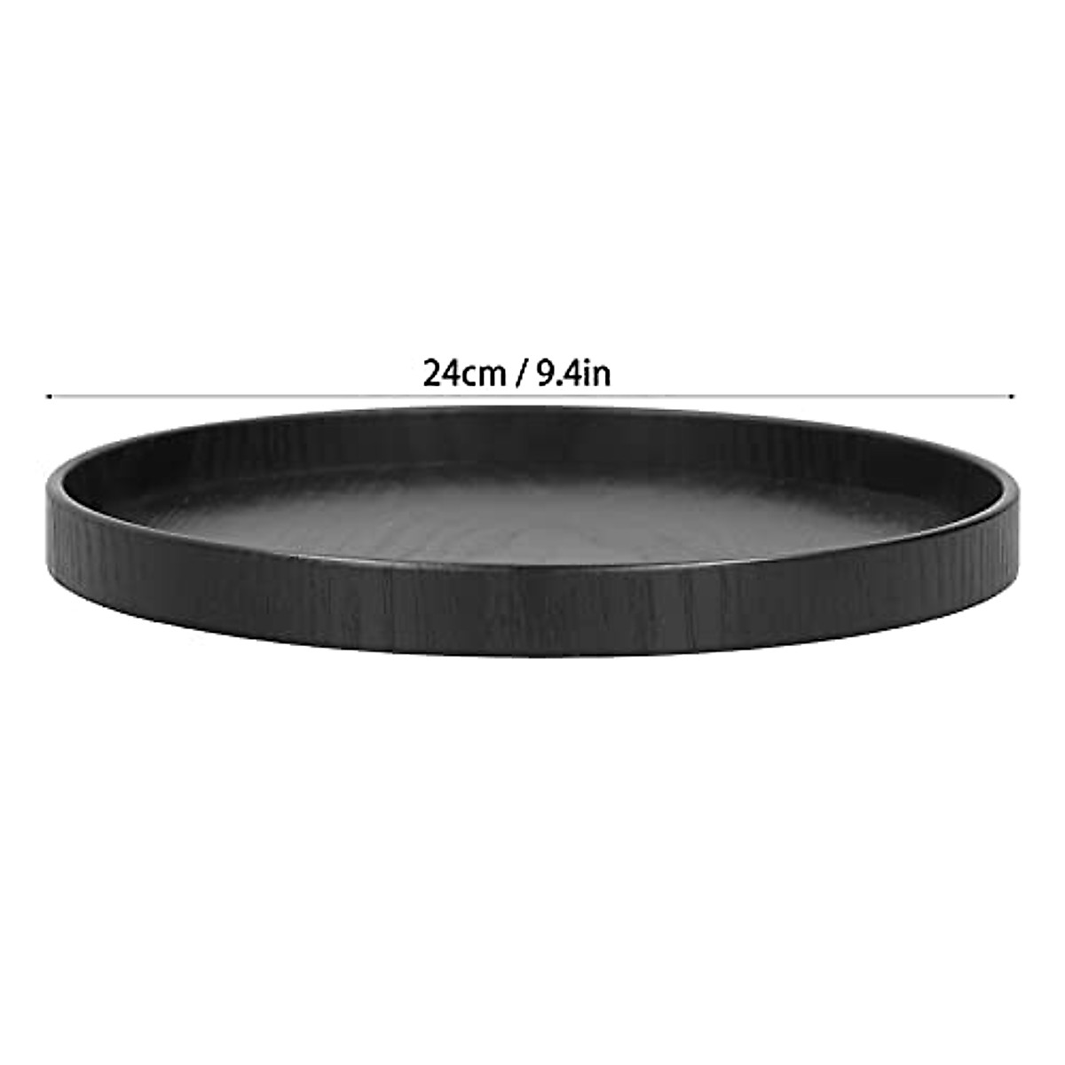Milltrip Round Wooden Food Fruit Serving Tray Service Plate for Home Kitchen Hotel Use Black(24cm/9.4in)