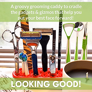 Madam Sew Upright Sewing Tools Caddy Desktop Organizer for Craft and Quilting Supplies Holds Scissors, Seam Rippers and Markers | Tabletop Sewing Accessories Storage Organizer | Red and Yellow Set