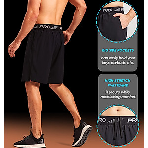 ACESHIP 2 Pack Workout Running Shorts Quick Dry Athletic Shorts 5" and 9" Lightweight Gym Shorts with Zipper Pockets Black