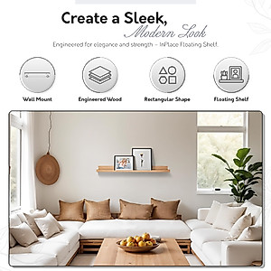 InPlace Shelving 0191826 Stafford Wall Mountable Shelf, Unfinished, 31-Inch Wide by 4-Inch Deep by 5-Inch High