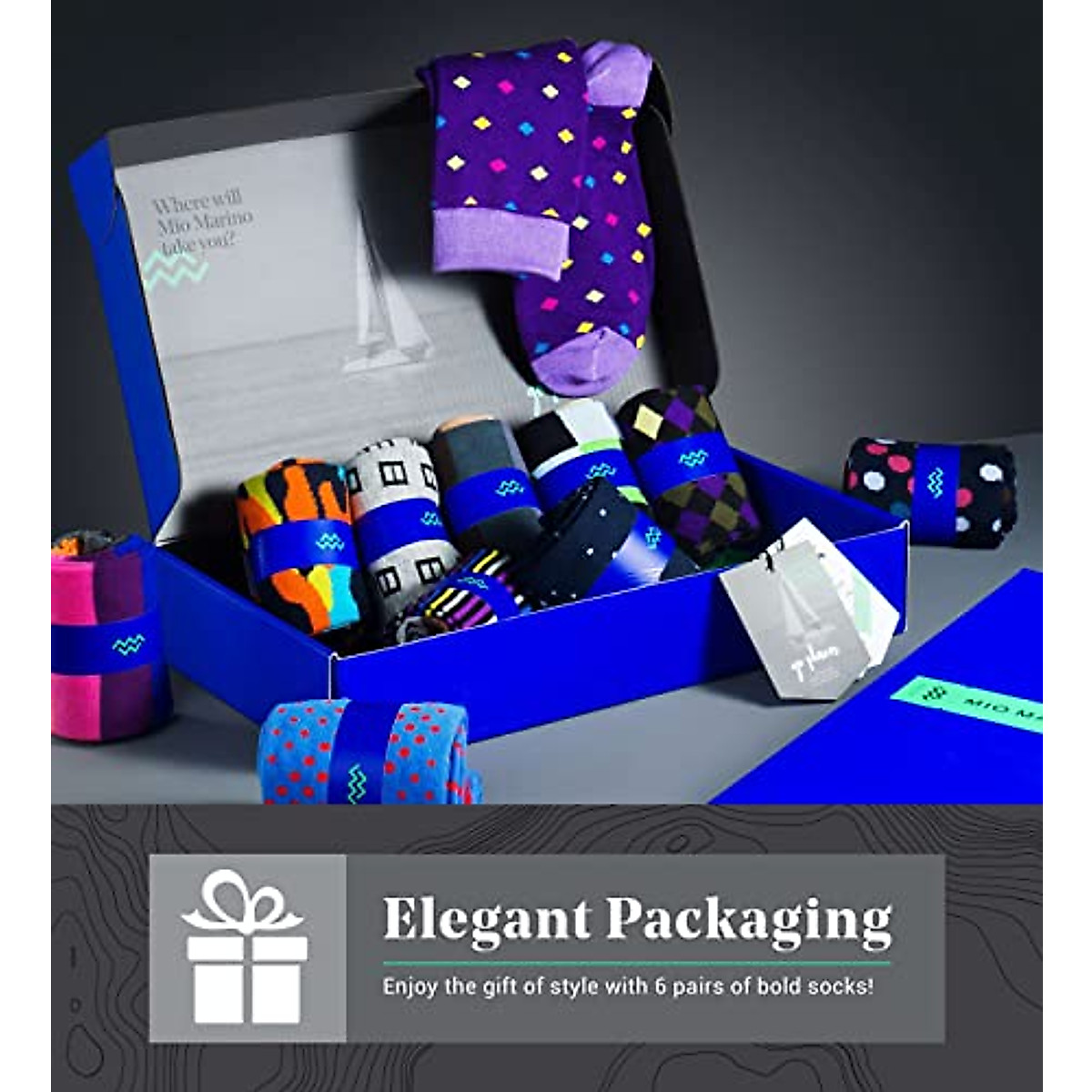 Marino Mens Dress Socks - Fun Colorful Socks for Men - Cotton Funky Socks - 6 Pack - Exclusive Collection - 10-13