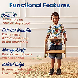 ECR4Kids Sit or Step Stool, Kids Furniture, Natural