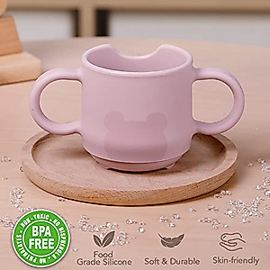 haakaa Silicone Toddler Cup - Durable Baby Training Cup for Baby Independent Drinking, Easy-grip Handles Drinking Cup for 6 Months+ Babies 150ml/5oz (Blush)
