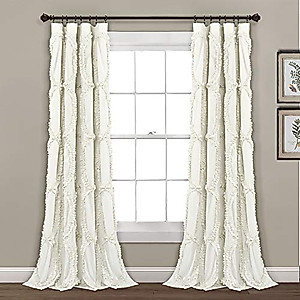 Lush Decor Avon Window Curtain Ivory Panel for Living, Dining Room, Bedroom (Single), 54"W x 84"L, Ivory