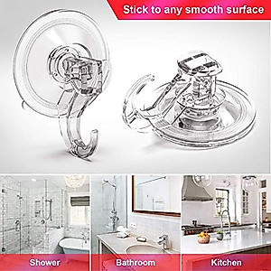 Quntis Suction Cup Hooks 4 Packs, Clear Wreath Hanger Heavy Duty Window Suction Cups with Hooks Waterproof Vacuum Shower Suction Cup Hooks for Bathroom, Towel, Shower Wall, Tile, Glass, Door, Camper