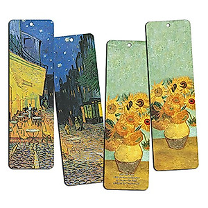 Van Gogh Bookmarks (12-Pack) - Starry Night - Sunflowers - Irises - Art Paintings Bookmarker - Cool Bookmarker for Men and Women - Best Quality Stocking Stuffers