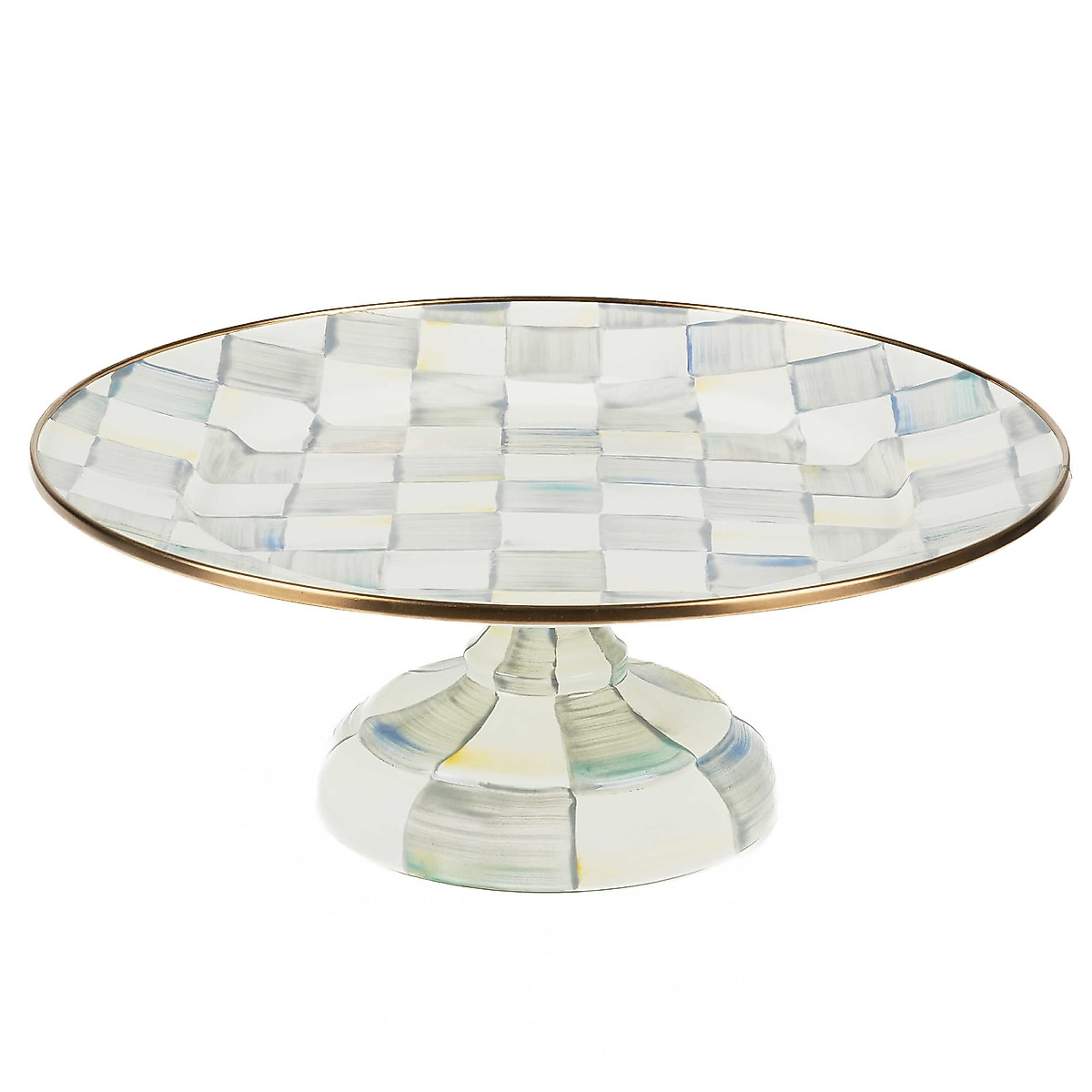MACKENZIE-CHILDS Sterling Check Enamel Pedestal Platter - Small